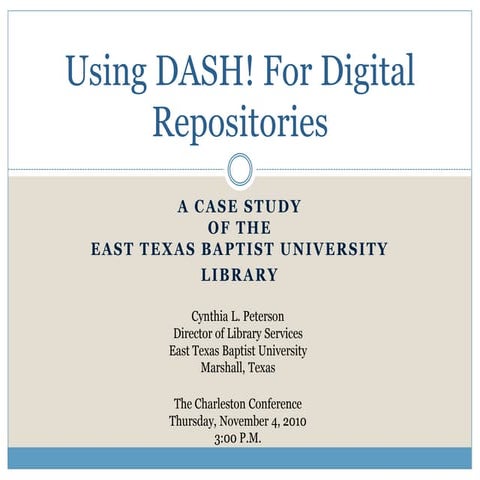 Using DASH! For Digital Repositories | PPT
