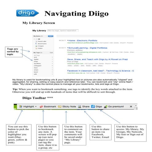 Using diigo handout | DOCX | Internet | Computing