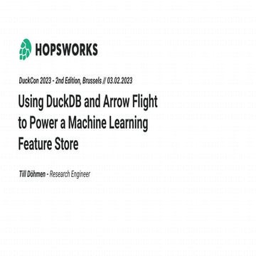 Using Duckdb Arrowflight To Power A Feature Store Pdf Databases Computer Software And