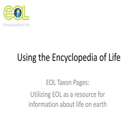 Using EOL: Taxon Pages | PPTX | Search | Internet