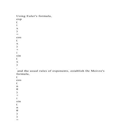 Using Eulers formula, exp(ix)=cos(x)+isin.docx