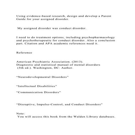 Using evidence-based research, design and develop a Parent Guide for | DOCX