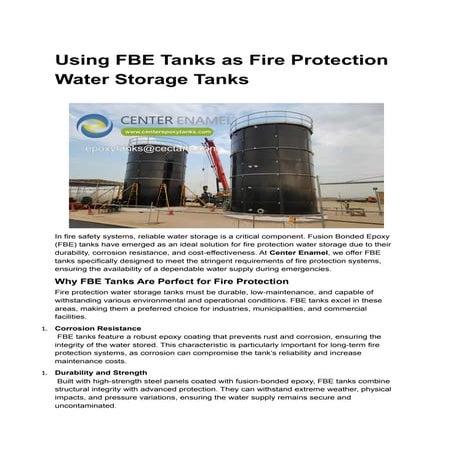 Critical Infrastructure Fire Protection Water Tanks in Epoxy Coated ...