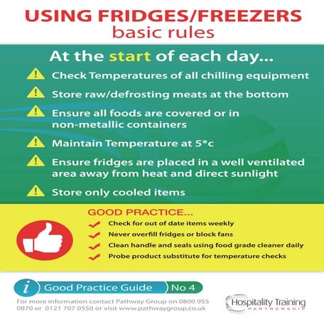 Using fridges Freezers, Guide, Good Practice, Basic Rules | PDF