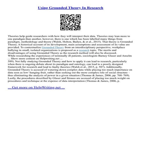 Using Grounded Theory In Research | PDF