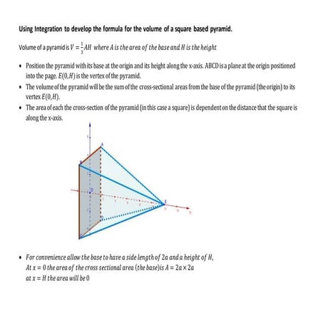 Volume of a square based pyramid by Integration | PPT