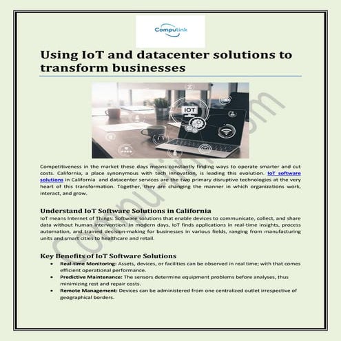 Using IoT and datacenter solutions to transform businesses | PDF