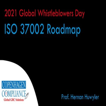 Prof- Hernan Huwyler, MBA CPA ISO 37002 Roadmap | PDF | Human Resources ...