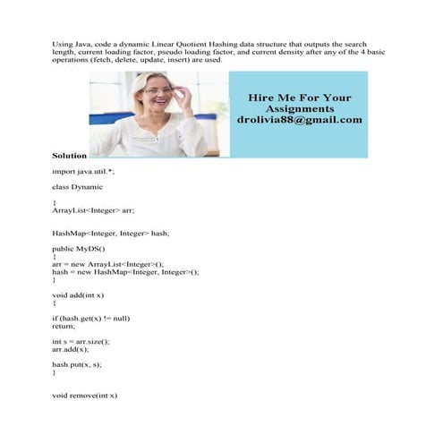 Using Java Code A Dynamic Linear Quotient Hashing Data Structure Thatdocx