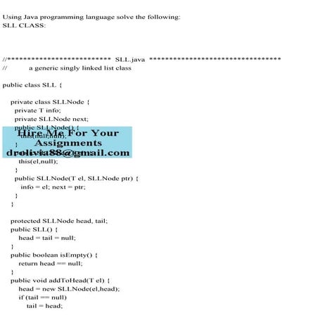 Using Java Programming Language Solve The Followingsll Classpdf 