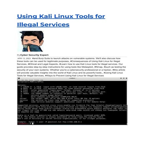Using Kali Linux Tools For Illegal Servicespdf Operating Systems