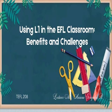 Using L1 in the EFL Classroom Benefits a | PDF