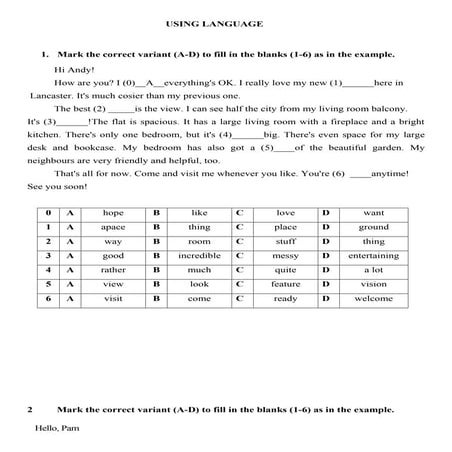 Test paper 4th form | DOC