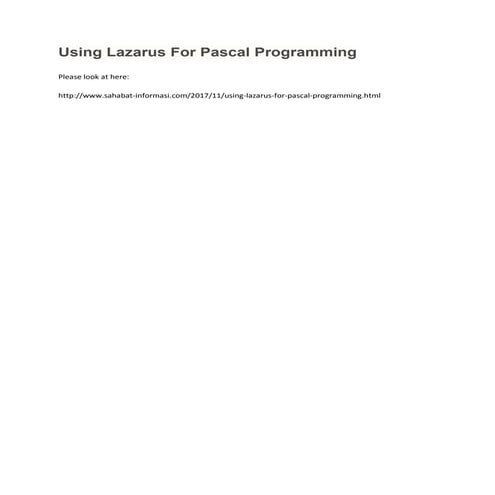 Using Lazarus For Pascal Programming Pdf 