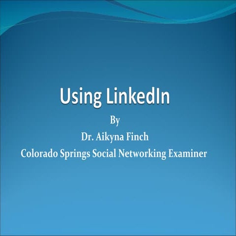 Using Linked In | PPT