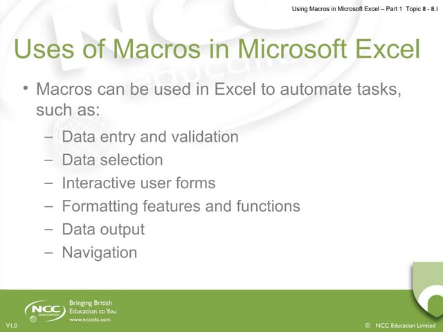 Using Macros In Microsoft Excel Part 1 Ppt Computing Technology And Computing