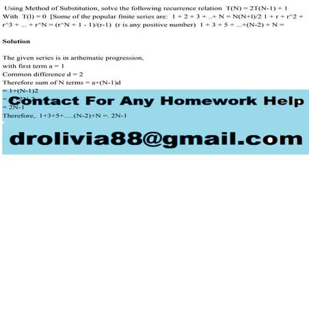 Using Method Of Substitution Solve The Following Recurrence Relation Pdf