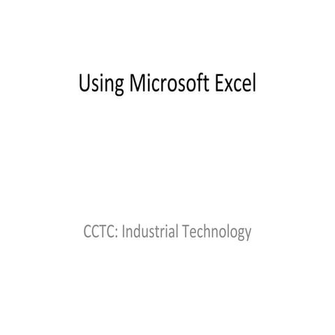 Using microsoft excel | PPT