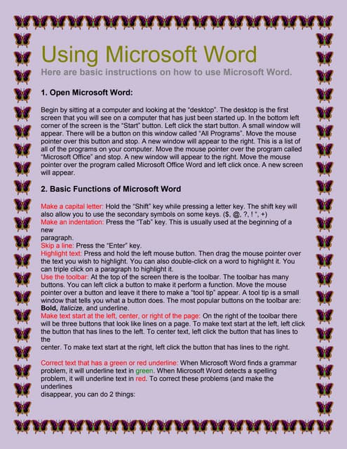 Microsoft Office Word 2007 - Lesson 1 | PPTX