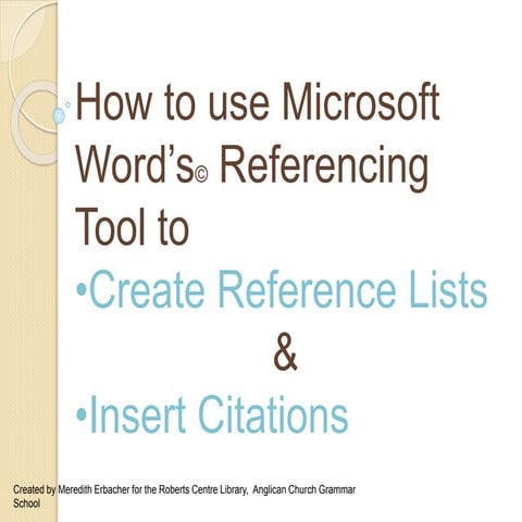 Using Microsoft Word's Referencing Tool | PPTX