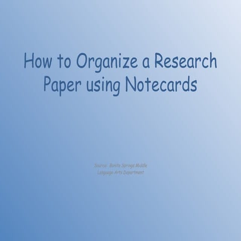 Using Colored Notecards to Organize Research Info | PPTX