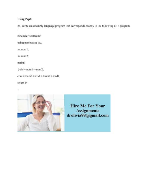 Using Pep8 24 Write An Assembly Language Program That Corresponds Expdf 6239