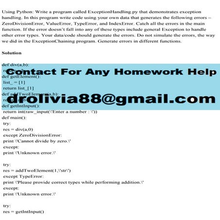 Using Python Write A Program Called Exceptionhandlingpy That Demonpdf