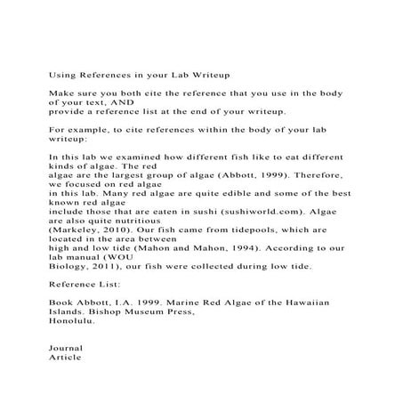Using References in your Lab Writeup Make sure you both c.docx ...