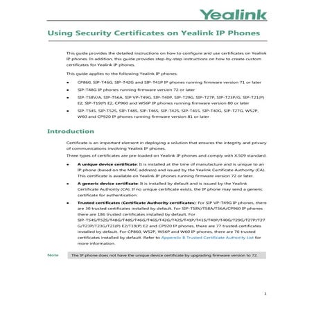 Using security certificates on yealink ip phones v83 10 | PDF