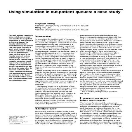 Using simulation in out patient queues a case study | PDF