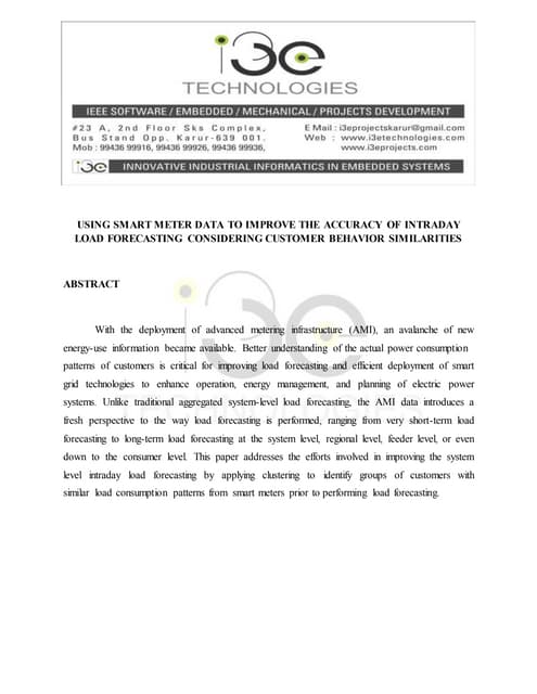 Using Smart Meter Data To Improve The Accuracy Of Intraday Load