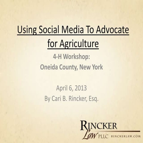 Using Social Media to Advocate for Agriculture | PPT