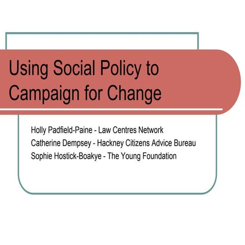 Using social policy to campaign for change 1 | PDF