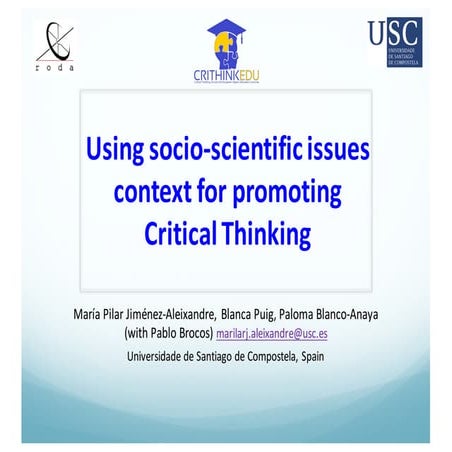 Using socio-scientific issues contexts for promoting Critical Thinking ...