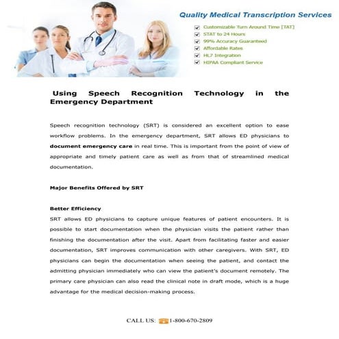 Using Speech Recognition Technology in the Emergency Department | PDF