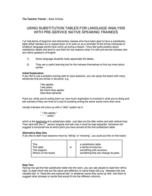 Substitution table | DOC