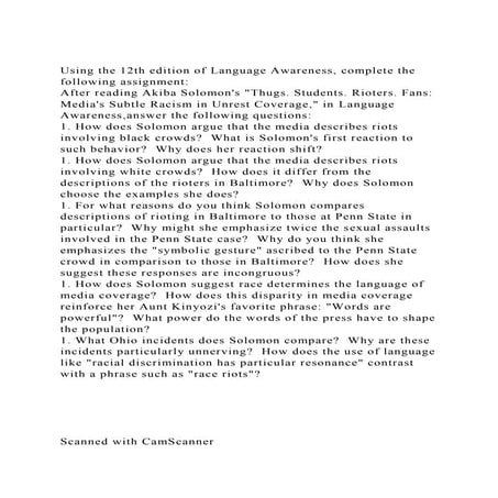 Using the 12th edition of Language Awareness, complete the followi.docx