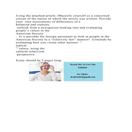 Using the attached article, Objectify yourself as a concerned citize.docx