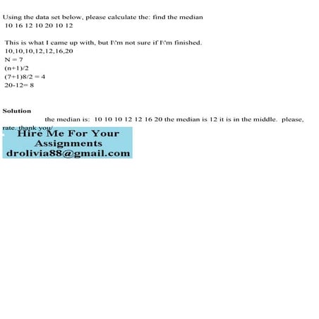 Using the data set below, please calculate the find the median 10.pdf