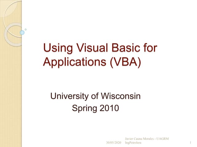 Using Visual Basic For Applications Vba Ppt 1249