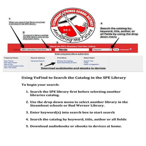 Using vu find to search the catalog in the spe library | PDF