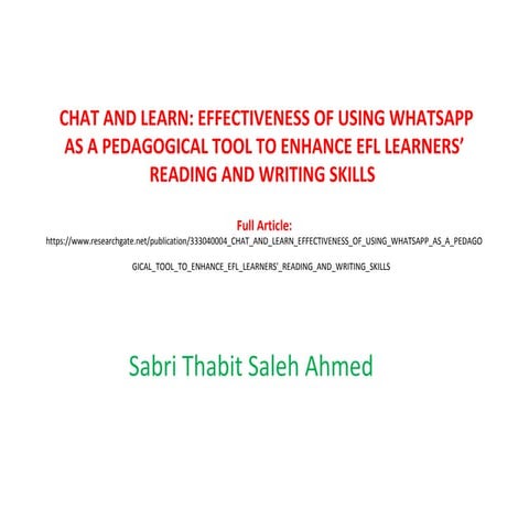 Using Whatsapp in Language Teaching and Learning | PPT