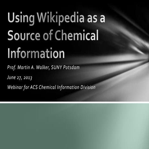 Using wikipedia as a source of chemical information | PPT
