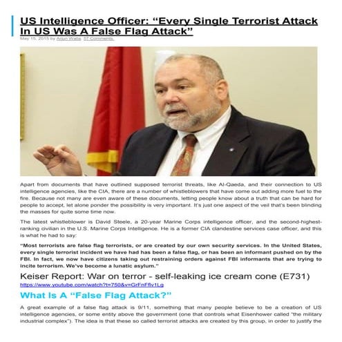 Us intelligence officer 'every single terrorist attack in us was a false flag attack' | PDF ...