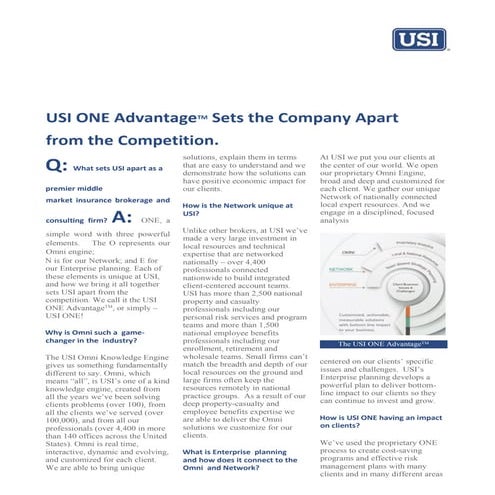 USI One Advantage | PDF