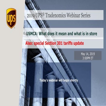 USMCA UPS Tradenomics Webinar | PDF