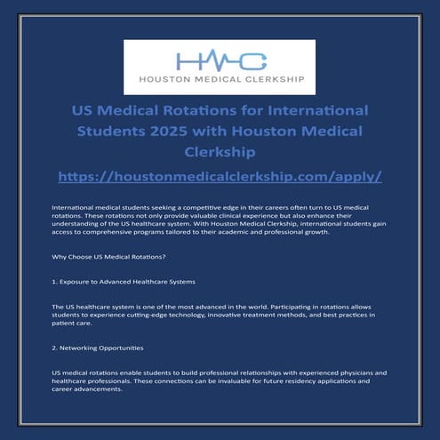 US Medical Rotations for International Students 2025 with Houston ...