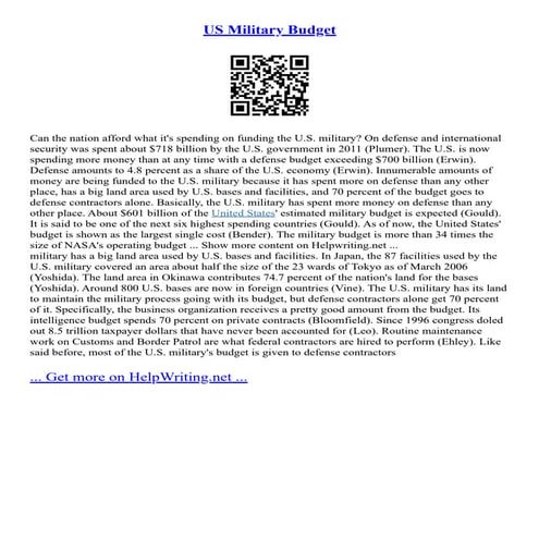US Military Budget | PDF