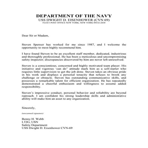 U.S. Navy letter of recommendation #2 | PDF