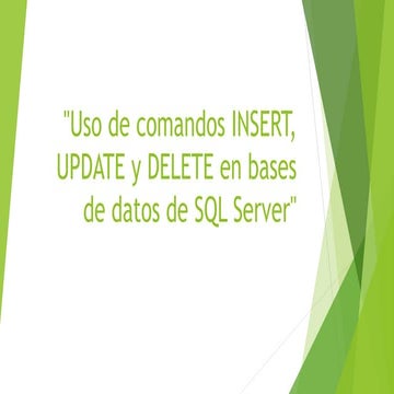 Uso de comandos insert, update y delete en bases de datos de sql server | PPT